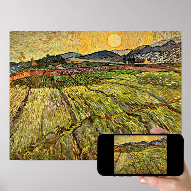 Van Gogh - Enclosed Field with Rising Sun Poster | Zazzle
