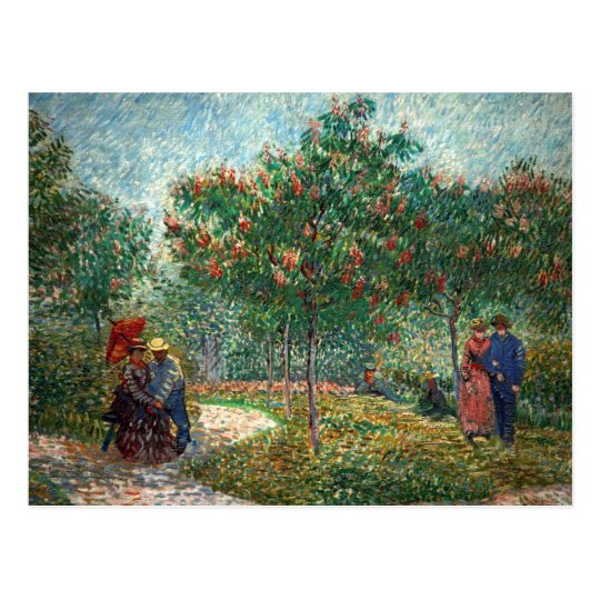 Van Gogh Garden in Montmartre with lovers Postcard | Zazzle.com