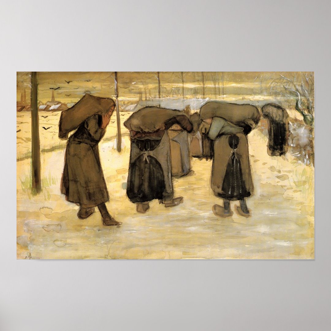 Van Gogh - Miners' wives carrying sacks of coal Poster | Zazzle