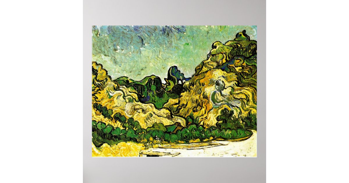 Van Gogh - Mountain Landscape at Saint-Remy Poster | Zazzle