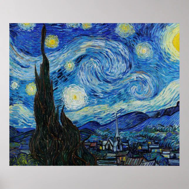 Van Gogh Painting of The Starry Night (1889) Poster | Zazzle