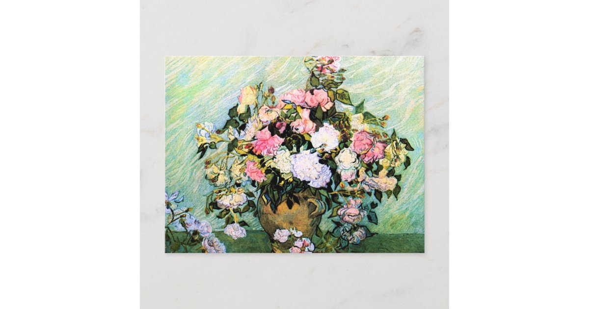 Van Gogh Pink Roses Postcard | Zazzle