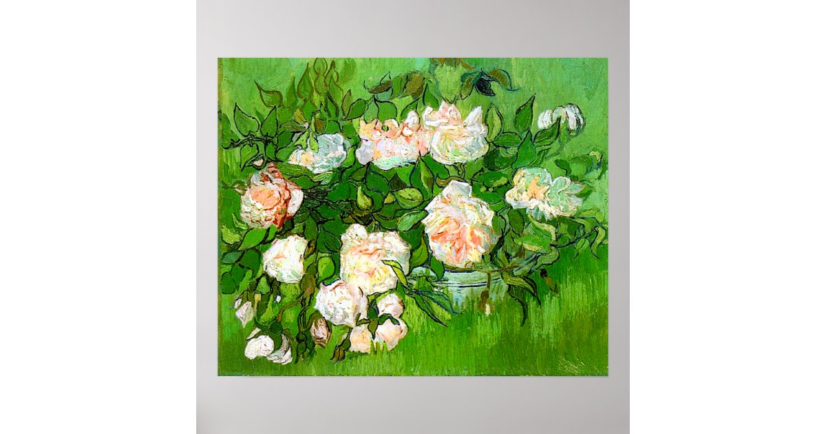 Van Gogh Pink Roses Poster | Zazzle