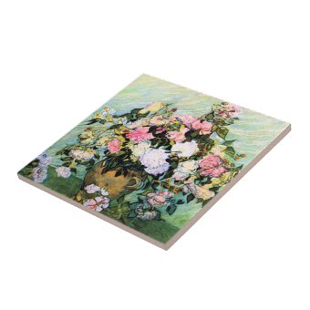 Van Gogh Pink Roses Tile | Zazzle