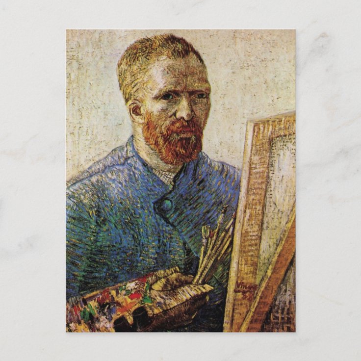 Van Gogh Self Portrait in Front of Easel Postcard | Zazzle