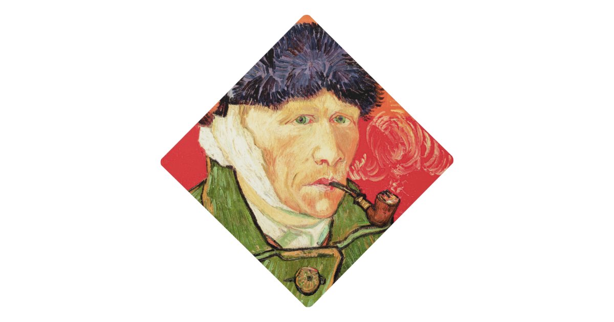 Van Gogh - Self Portrait with Bandaged Ear & Pipe Graduation Cap Topper ...