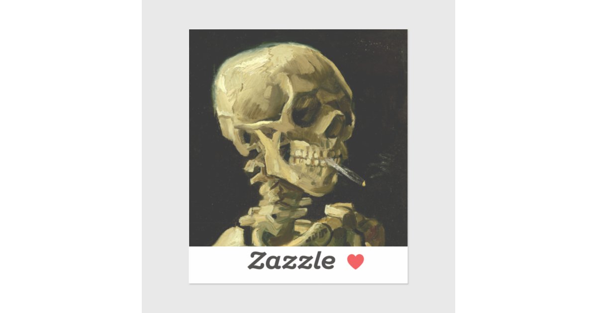 Van Gogh Smoking Skeleton Sticker | Zazzle