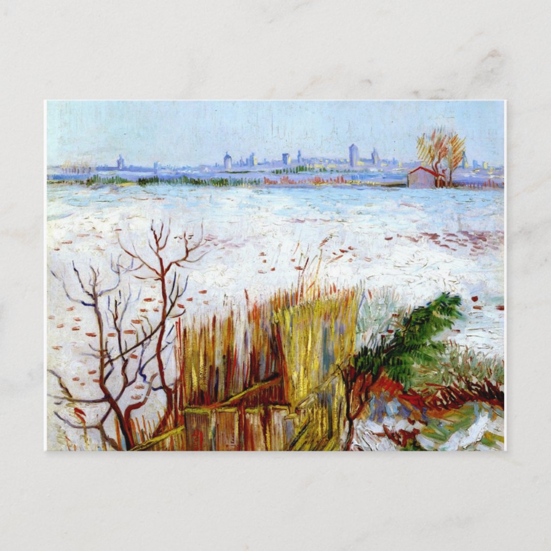 Van Gogh-Snowy Landscape with Arles in Background Postcard | Zazzle