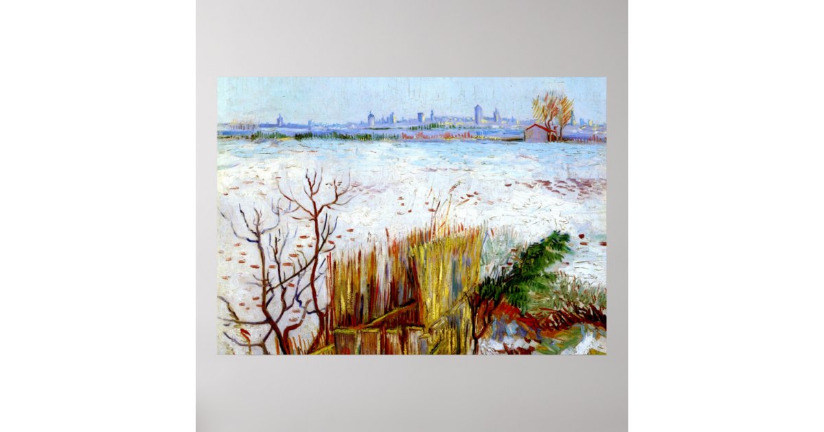 Van Gogh-Snowy Landscape with Arles in Background Poster | Zazzle