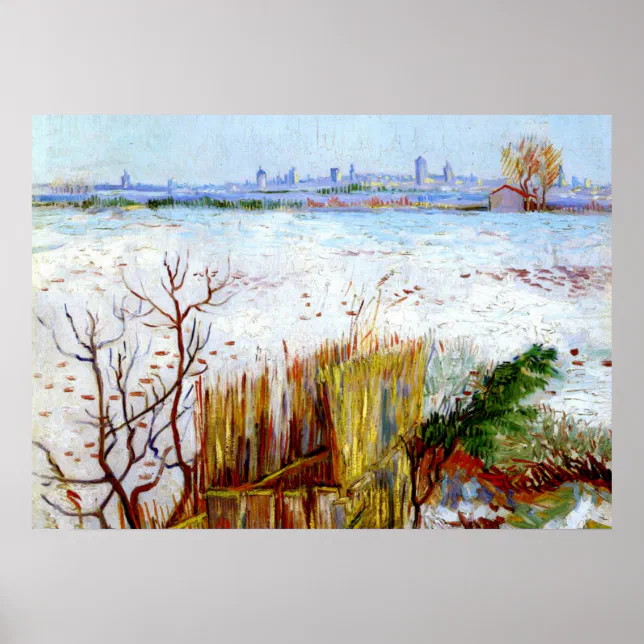 Van Gogh-Snowy Landscape with Arles in Background Poster | Zazzle