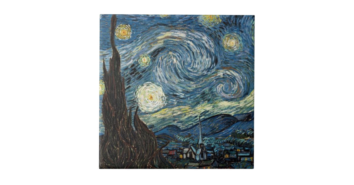 Van Gogh Starry Night Ceramic Tile | Zazzle