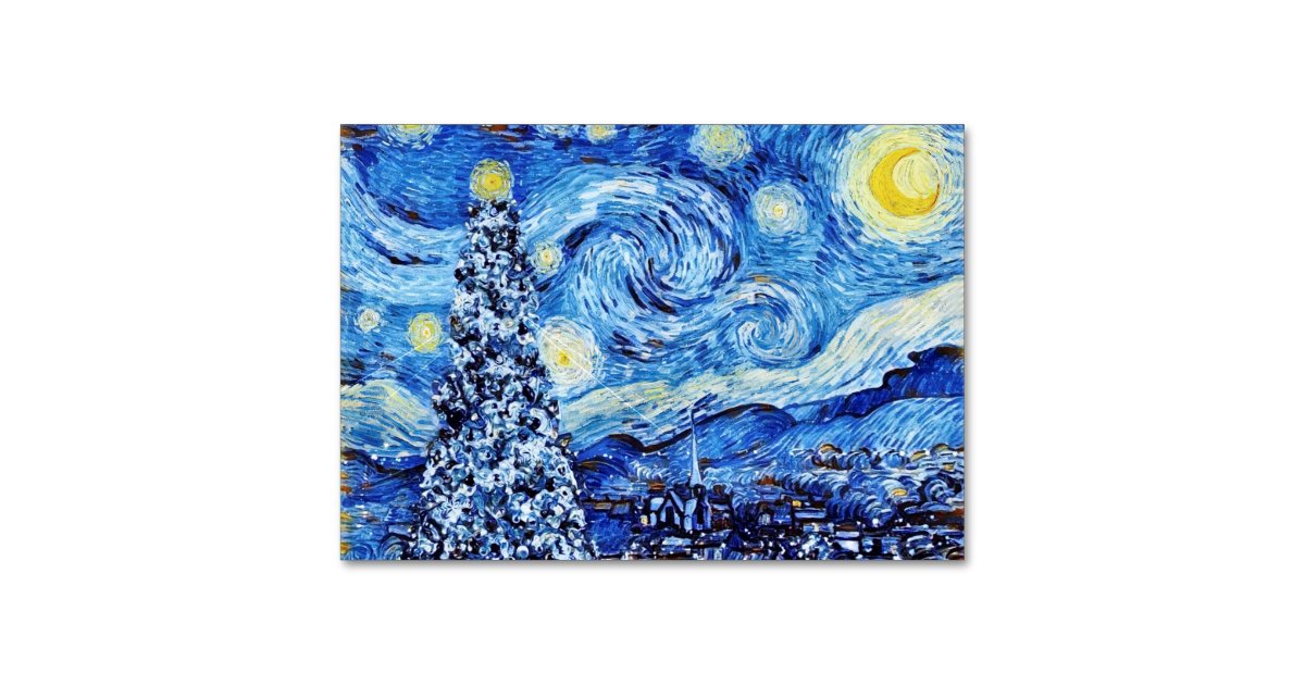 Van Gogh - Starry Night - Christmas Table Card | Zazzle
