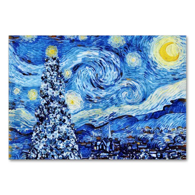 Van Gogh - Starry Night - Christmas Table Card | Zazzle