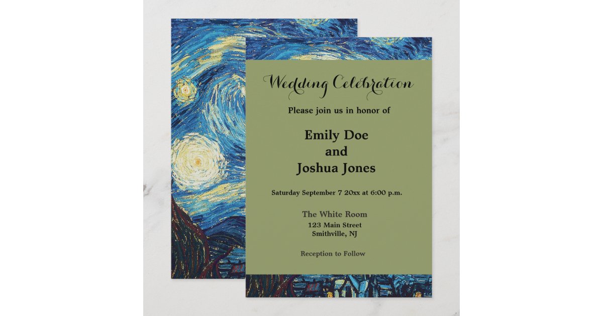 Van Gogh Starry Night Classic Impressionism Art Invitation | Zazzle