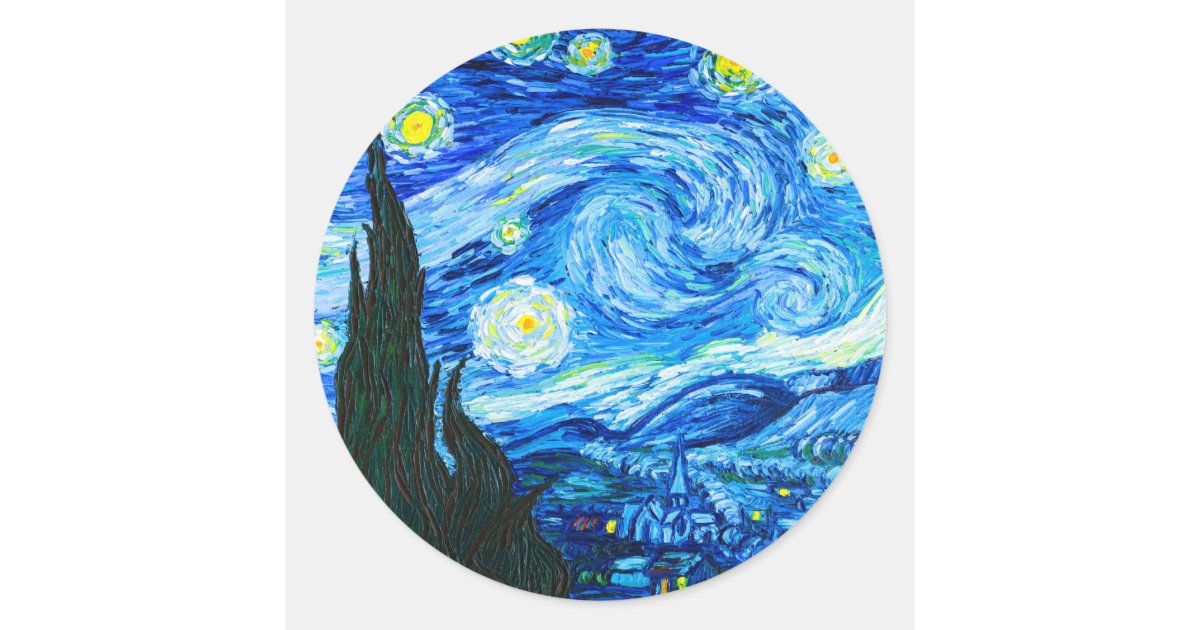 Van Gogh Starry Night Classic Round Sticker | Zazzle