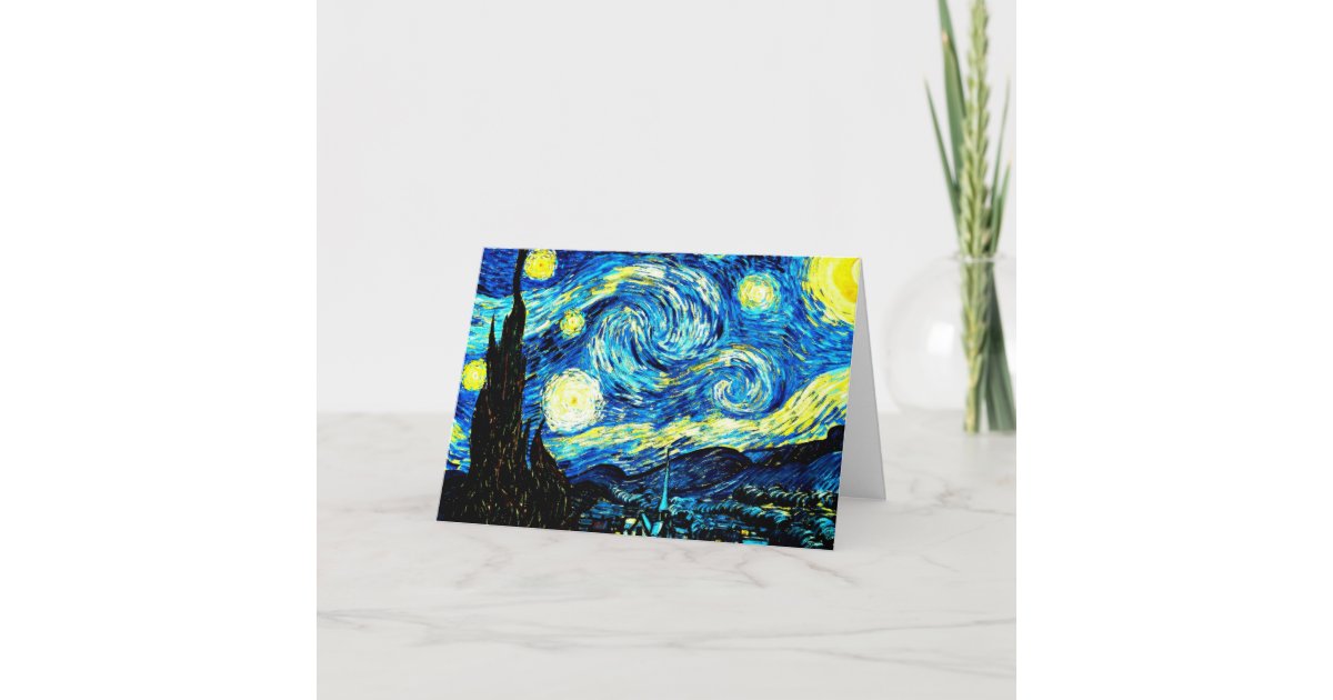 Van Gogh - Starry Night, famous painting Card | Zazzle
