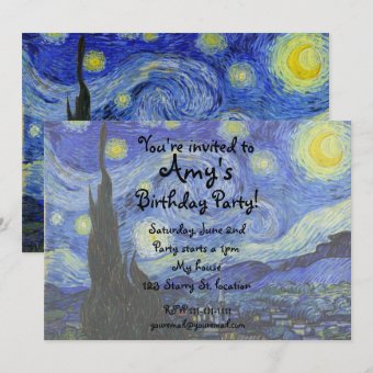 Van gogh starry night invitation | Zazzle