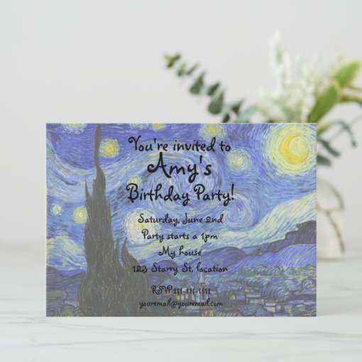 Van gogh starry night invitation | Zazzle