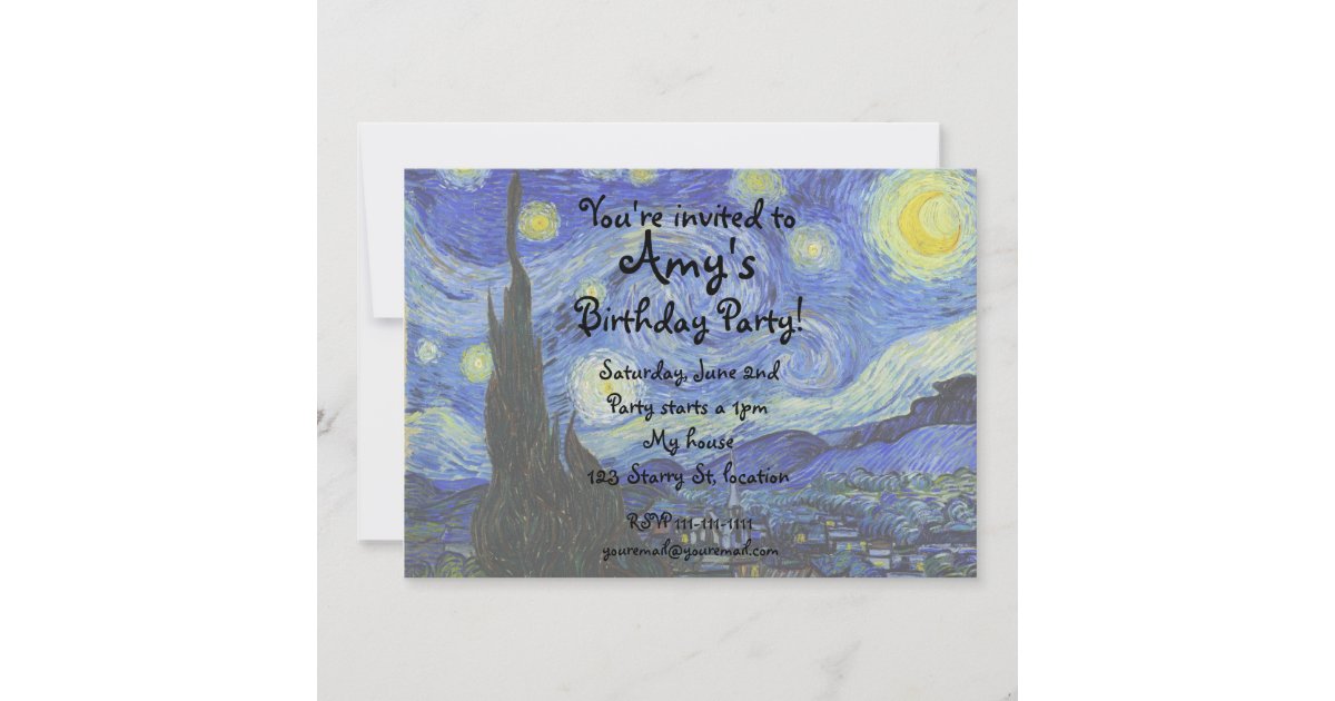 Van gogh starry night invitation | Zazzle