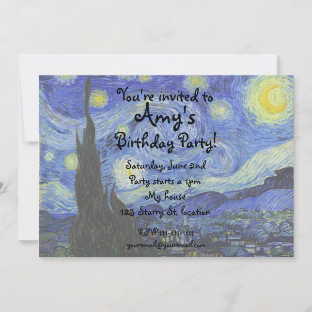 Van gogh starry night invitation | Zazzle