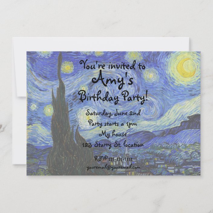 Van gogh starry night invitation | Zazzle.com