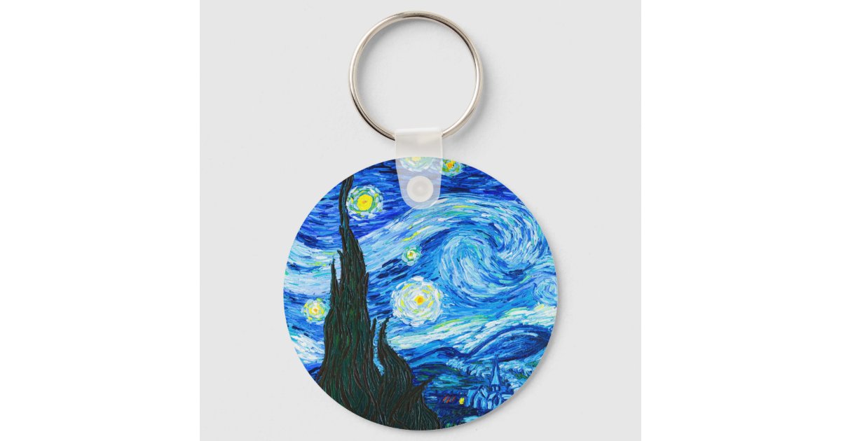 Van Gogh Starry Night Keychain | Zazzle