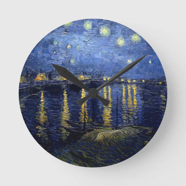 Van Gogh Starry Night Over Rhone Round Clock | Zazzle