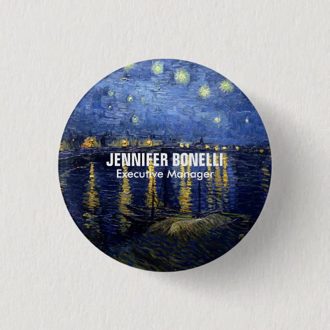 Van Gogh Starry Night Painting Add Your Name Button | Zazzle