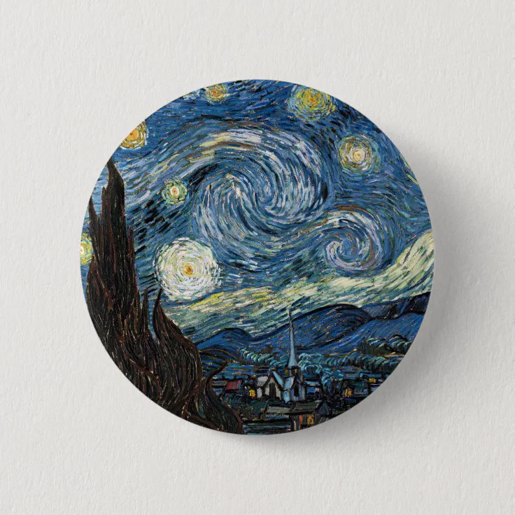 Van Gogh Starry Night Pinback Button | Zazzle