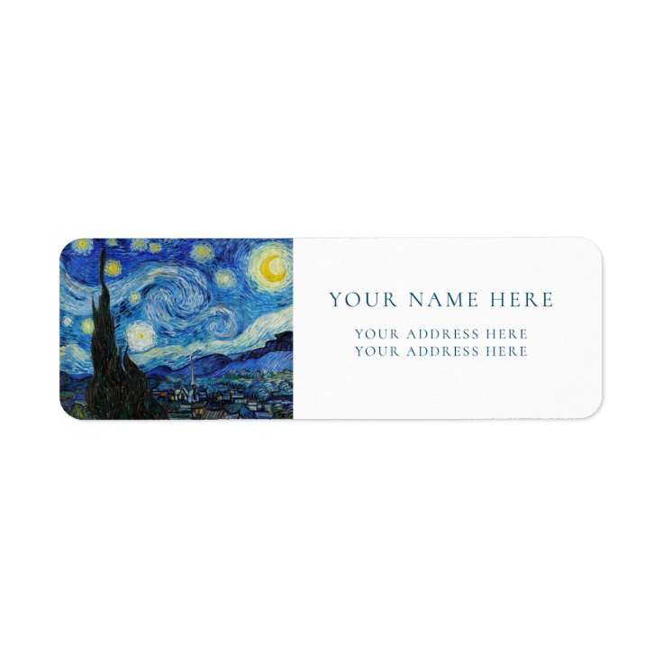 VAN GOGH "STARRY NIGHT" RETURN ADDRESS LABEL | Zazzle