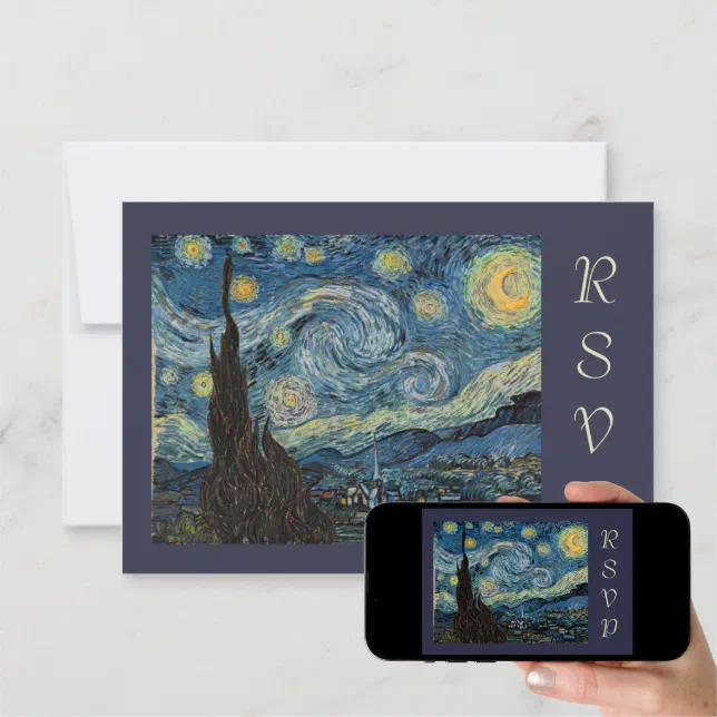 Van Gogh Starry Night rsvp Invitation | Zazzle