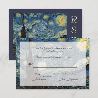 Van Gogh Starry Night rsvp Invitation | Zazzle