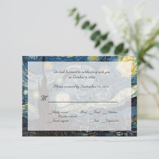 Van Gogh Starry Night rsvp Invitation | Zazzle