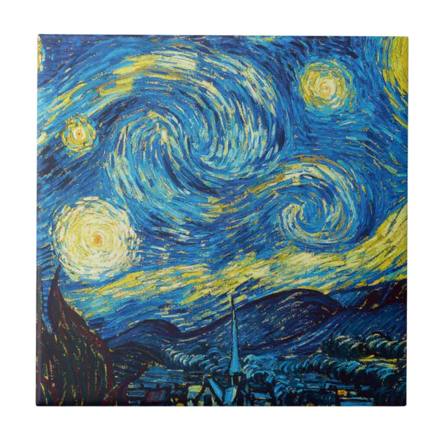Van Gogh Starry Night Tile | Zazzle
