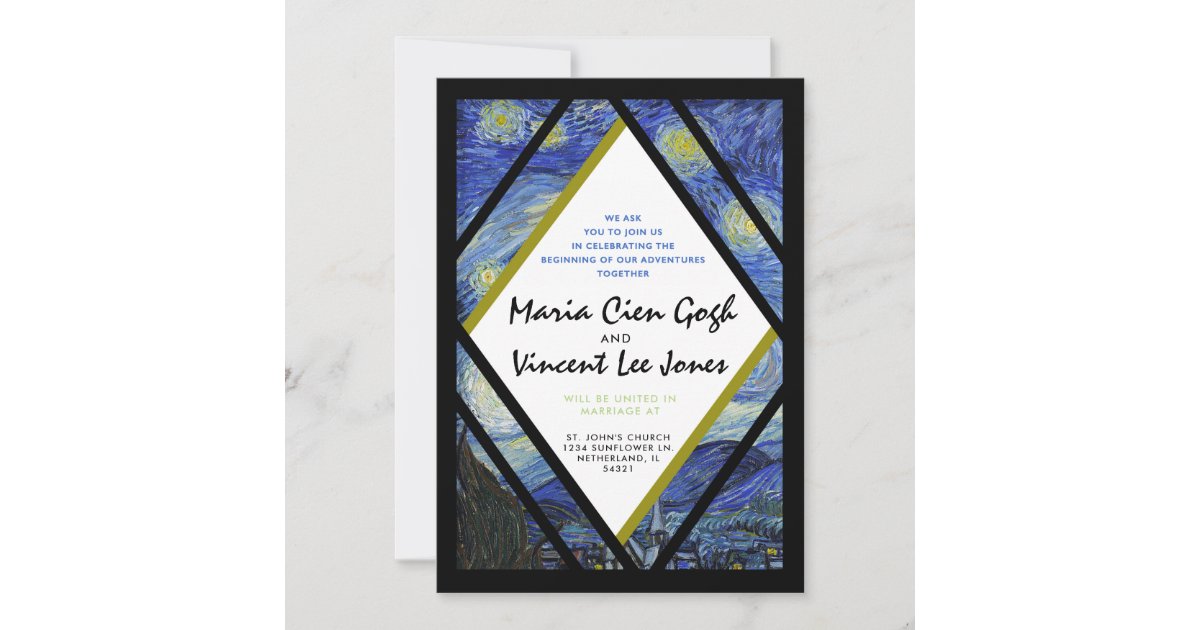 Van Gogh Starry Night Wedding Invitation | Zazzle