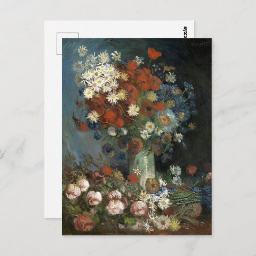 Van Gogh Still Life with Meadow Flowers and Roses Postcard | Zazzle