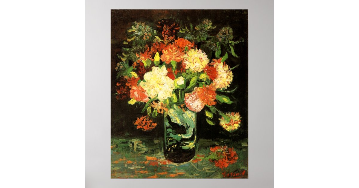 Van Gogh Vase with Carnations Poster | Zazzle