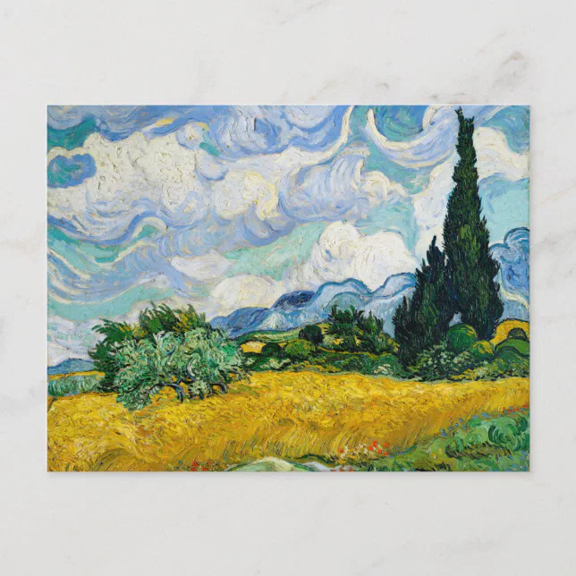 Van Gogh Wheat Field with Cypresses. Impressionism Postcard | Zazzle