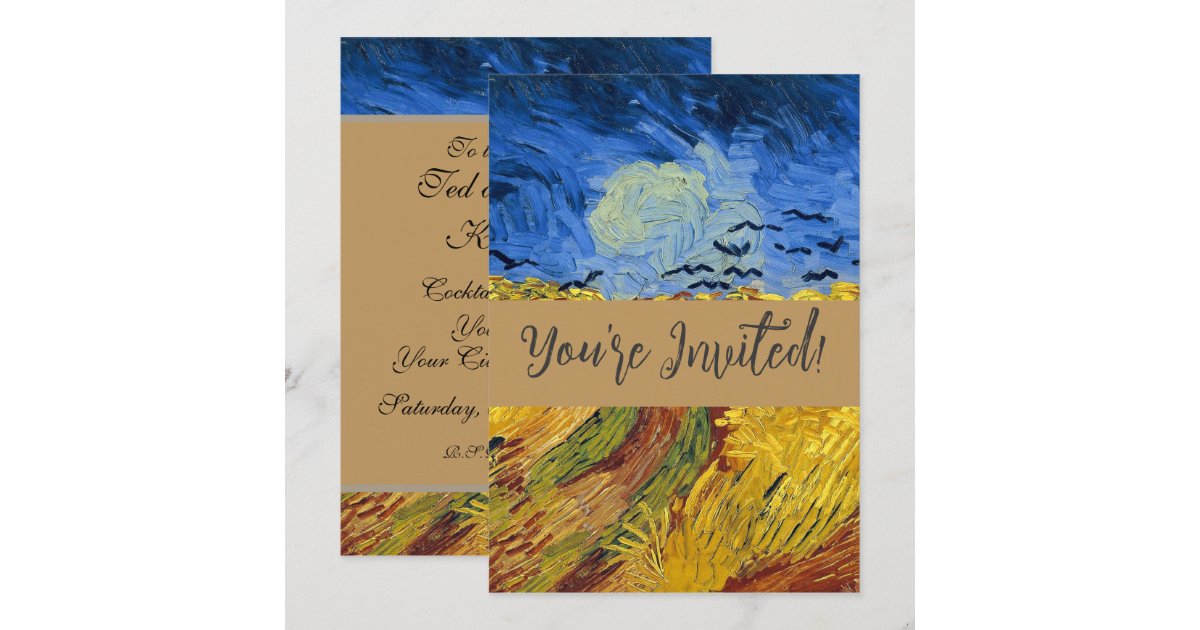 Van Gogh Wheat Fields impressionist Painting Invitation | Zazzle
