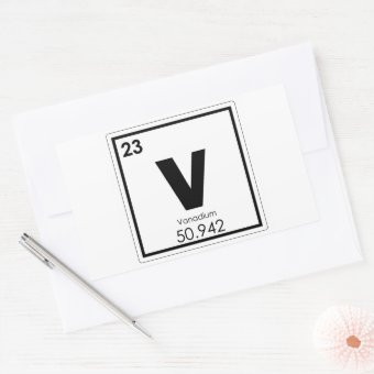 Vanadium chemical element symbol chemistry formula rectangular sticker ...