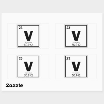 Vanadium chemical element symbol chemistry formula rectangular sticker ...