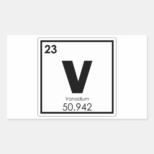 Vanadium chemical element symbol chemistry formula rectangular sticker ...