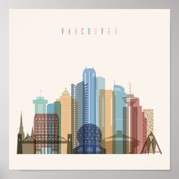 Vancouver, Canada | City Skyline Poster | Zazzle