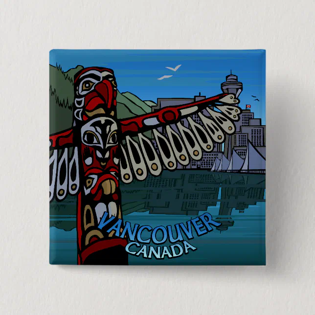 Vancouver Canada Souvenir Buttons Totem Pole Art | Zazzle