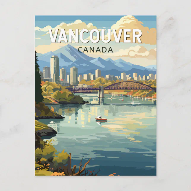Vancouver Canada Travel Art Vintage Postcard | Zazzle