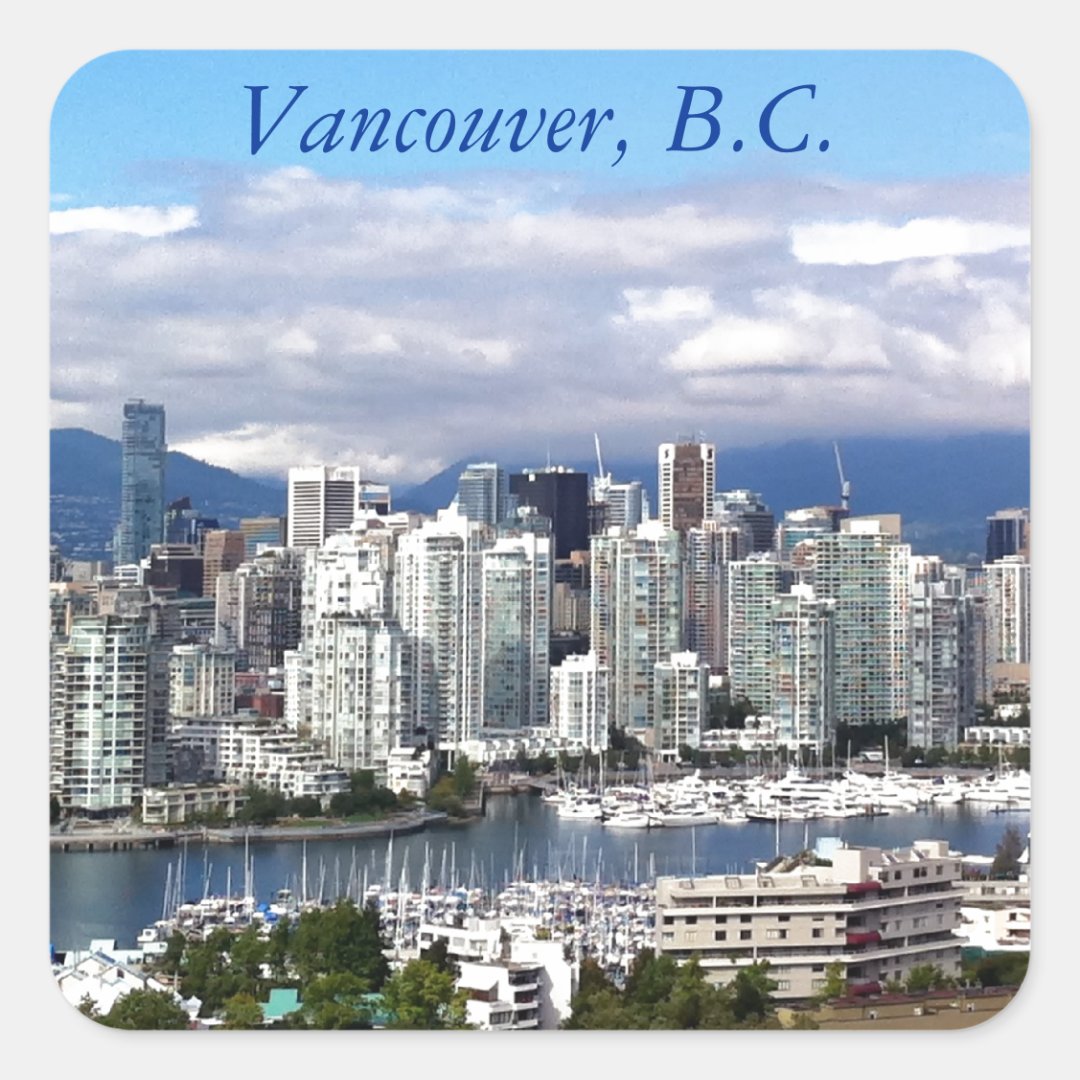 Vancouver Skyline Square Sticker | Zazzle