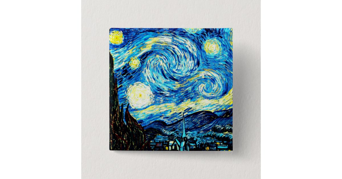 VanGogh, Starry Night Button | Zazzle