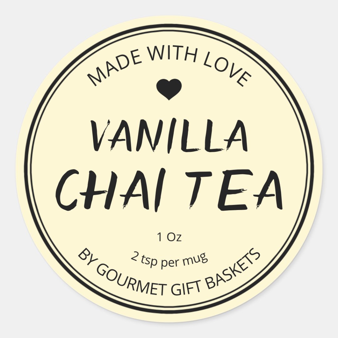 Vanilla Chai Tea Label For Gift Hampers | Zazzle