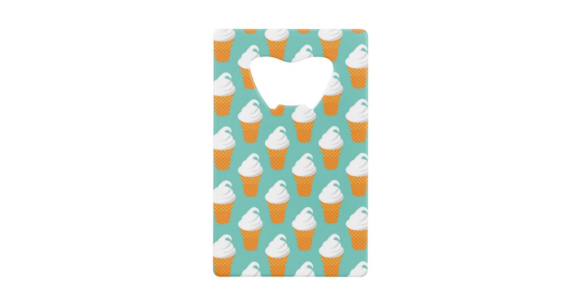 Vanilla Ice Cream Cone Pattern Credit Card Bottle Opener | Zazzle