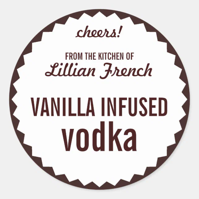 Vanilla Infused Vodka Bottle Label Template | Zazzle